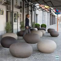 China Grey Outdoor Round Concrete Coffee Table GRC Fiberglass Furniture Durable Weather Resistant for sale