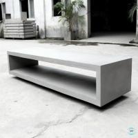 China Grey Outdoor Round Concrete Coffee Table GRC Fiberglass Furniture Durable Weather Resistant for sale