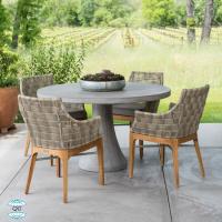 China Grey Outdoor Round Concrete Coffee Table GRC Fiberglass Furniture Durable Weather Resistant for sale