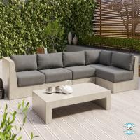 China Grey Outdoor Round Concrete Coffee Table GRC Fiberglass Furniture Durable Weather Resistant for sale