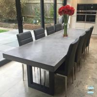 China Grey Outdoor Round Concrete Coffee Table GRC Fiberglass Furniture Durable Weather Resistant for sale