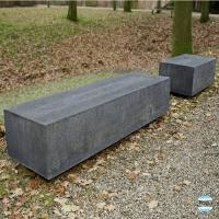 China Grey Outdoor Round Concrete Coffee Table GRC Fiberglass Furniture Durable Weather Resistant for sale