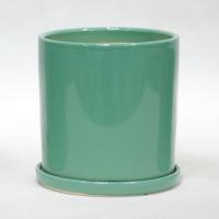 China QUANGUI QG-CM019 Small Green Ceramic Plant Pot with Drainage Hole - Handcrafted Glossy Finish for Indoor Plants for sale