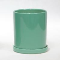 China QUANGUI QG-CM019 Small Green Ceramic Plant Pot with Drainage Hole - Handcrafted Glossy Finish for Indoor Plants for sale