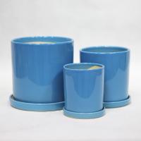 China Round Ceramic Pots Waterproof Fireproof 10x8 Inch for Plant Display for sale