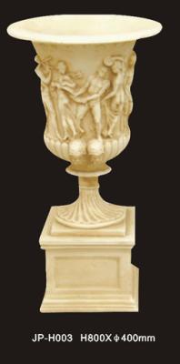 China QG-S001 Hand-Carved Sandstone Flower Pot - Lightweight Round Planter for Indoor/Outdoor Use for sale
