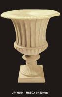 China QG-S001 Hand-Carved Sandstone Flower Pot - Lightweight Round Planter for Indoor/Outdoor Use for sale