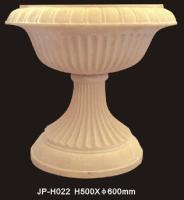 China Natural Sandstone Round Flower Pots 12 Inch Hand Carved Waterproof Fireproof for Indoor Outdoor Garden for sale