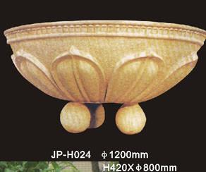 China Natural Sandstone Round Flower Pots 12 Inch Hand Carved Waterproof Fireproof for Indoor Outdoor Garden for sale