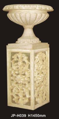 China QUANGUI QG-S009 Large Round Sandstone Flower Pots - Hand-Carved Outdoor Planters with SGS Certification for sale