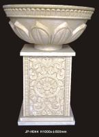 China QUANGUI QG-S009 Large Round Sandstone Flower Pots - Hand-Carved Outdoor Planters with SGS Certification for sale