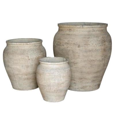 China 6-Inch GRC Planter Pots - White Ceramic Cement Flower Pots with Drainage, UV & Frost Protection | ISO Certified for sale