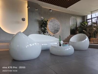 China Custom Logo Fiberglass Resin Table Sets - 45-50 Day Production, 10 Set MOQ, Weather-Resistant Garden Furniture for sale