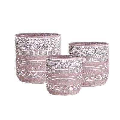 China QUANGUI GRC Planter Pots 80cm Fiber Cement Round Flower Planters with Drainage Holes for sale