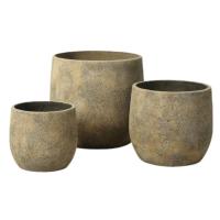 China Hand Carved Frost Resistant GRC Planter Pots Round 40cm with Drainage Holes Customizable for sale