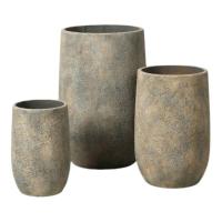 China Hand Carved Frost Resistant GRC Planter Pots Round 40cm with Drainage Holes Customizable for sale