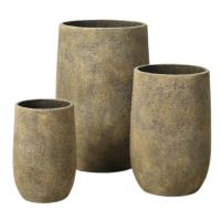 China Hand Carved Frost Resistant GRC Planter Pots Round 40cm with Drainage Holes Customizable for sale