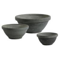 China GRC Fiber Cement Planter Pot Round Hand Carved 60cm for Outdoor Garden Decoration for sale