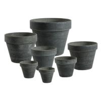 China GRC Fiber Cement Planter Pot Round Hand Carved 60cm for Outdoor Garden Decoration for sale