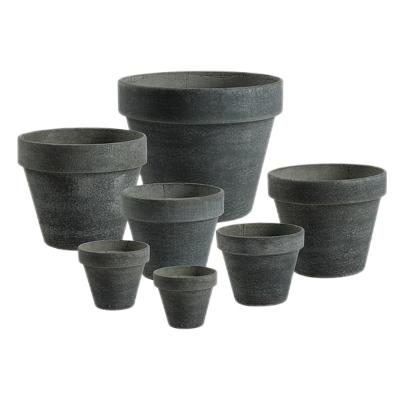 China GRC Fiber Cement Planter Pot Round Hand Carved 60cm for Outdoor Garden Decoration for sale