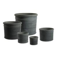China GRC Fiber Cement Planter Pot Round Hand Carved 60cm for Outdoor Garden Decoration for sale