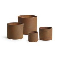 China Round Indoor Outdoor GRC Planter Pots Hand Carved Surface Scrubbed for sale
