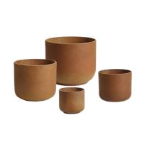 China GRC Cement Planter Pots Archaic Style Round Large 20 Inch for Indoor Outdoor Garden Decor for sale