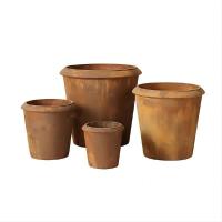 China Ornate Architectural Cement Planter Pots Hand Carved For Courtyard Decor for sale