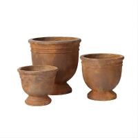 China Ornate Architectural Cement Planter Pots Hand Carved For Courtyard Decor for sale