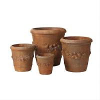 China Ornate Architectural Cement Planter Pots Hand Carved For Courtyard Decor for sale