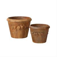 China Ornate Architectural Cement Planter Pots Hand Carved For Courtyard Decor for sale