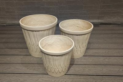 China Elegant Fiberclay Planter with Hand Carved Finish for sale