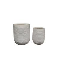 China Quangui Hand Carved Fiber Clay Planter Round Frost Resistant 5-6 Years Outdoor for sale