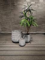 China Customizable Fiber Clay Planter Frost Resistant Round 60cm for Indoor Outdoor Plants for sale