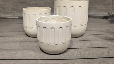 China Quangui Fiber Clay Planter 3 Sizes Frost Resistant Indoor Outdoor Flower Pot for sale