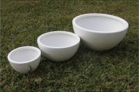 China Fiber Clay Planter Round 300mm Waterproof Fireproof Outdoor Indoor Durable White Custom for sale