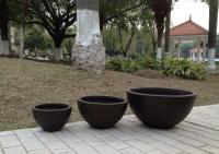 China Fiber Clay Planter Round 300mm Waterproof Fireproof Outdoor Indoor Durable White Custom for sale