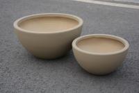 China Fiber Clay Planter Round 300mm Waterproof Fireproof Outdoor Indoor Durable White Custom for sale