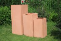 China Fiber Clay Planter 7-8 Years Indoor Life Tall Rectangle 300x410mm for sale