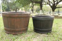 China Quangui Fiber Clay Planter Hand Carved Frost Resistant Indoor Outdoor Garden Pot 300mm 230mm for sale