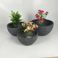 China Quangui Fiber Clay Planter Frost Resistant Outdoor Flower Pot 3 Sizes A B C for sale