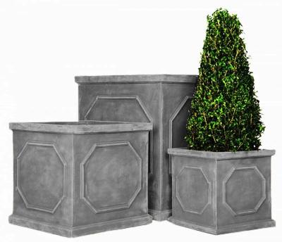 China Fiber Clay Planter Hand Carved Modern Flower Pot 650x650x650mm Frost Resistant for sale
