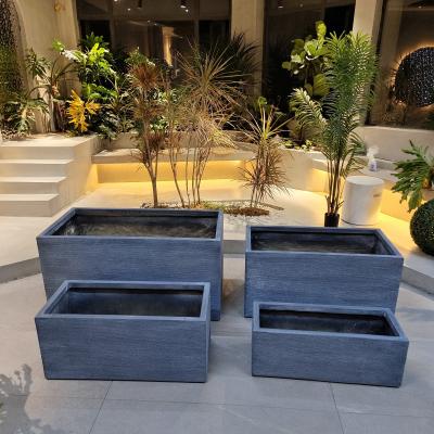 China Fiber Clay Outdoor Planter Rectangle Frost Resistant Flower Pot 1200x600x600mm for sale