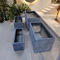 China Fiber Clay Outdoor Planter Rectangle Frost Resistant Flower Pot 1200x600x600mm for sale