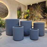 China Fiber Clay Planter Modern Cylinder with Drainage Holes 710mm Height Durable Waterproof for sale