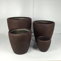China Quangui Fiber Clay Planter Hand Carved Reinforced Flower Pot 500mm Diameter for sale
