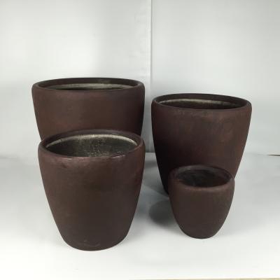 China Quangui Fiber Clay Planter Hand Carved Reinforced Flower Pot 500mm Diameter for sale