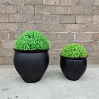 China Fiber Clay Flower Pot 10 Inch Round Planter Box for Indoor Outdoor Garden Decoration for sale