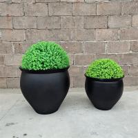 China Fiber Clay Flower Pot 10 Inch Round Planter Box for Indoor Outdoor Garden Decoration for sale