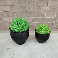 China Fiber Clay Flower Pot 10 Inch Round Planter Box for Indoor Outdoor Garden Decoration for sale